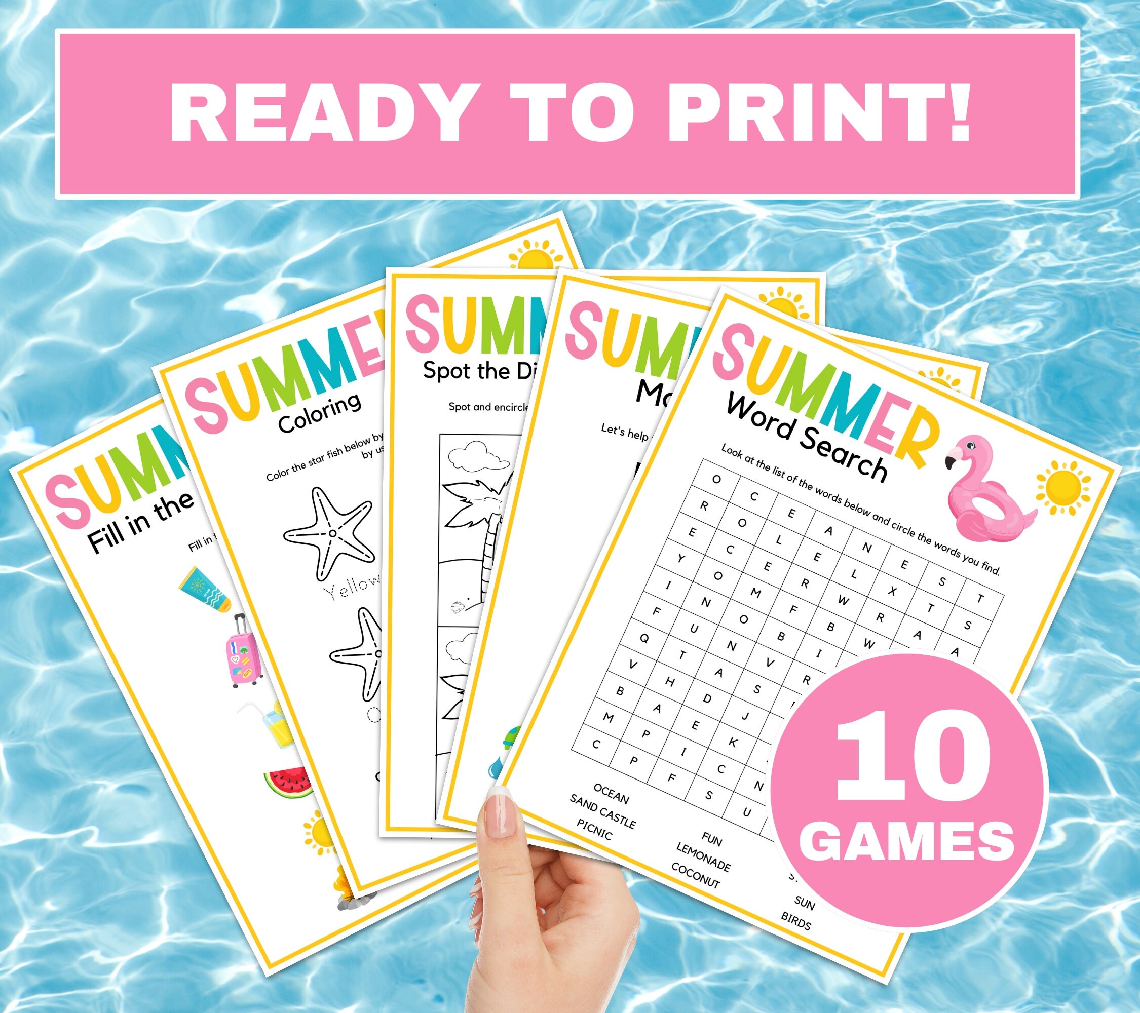 Summer Activities Games Printable Bundle, Kids Summer Activities Games ...