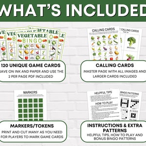 120 Vegetable Bingo Cards Printable Game, Vegetable Bingo Boards ...