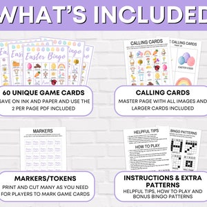 60 Easter Bingo Cards Printable Game, Easter Bingo Boards Activity for ...