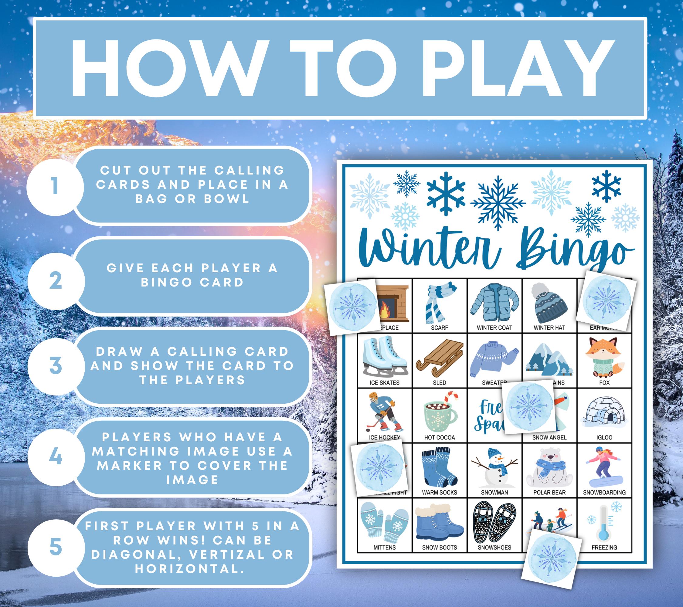 120 Winter Bingo Card Printable Game,winter Bingo Board Activity for ...