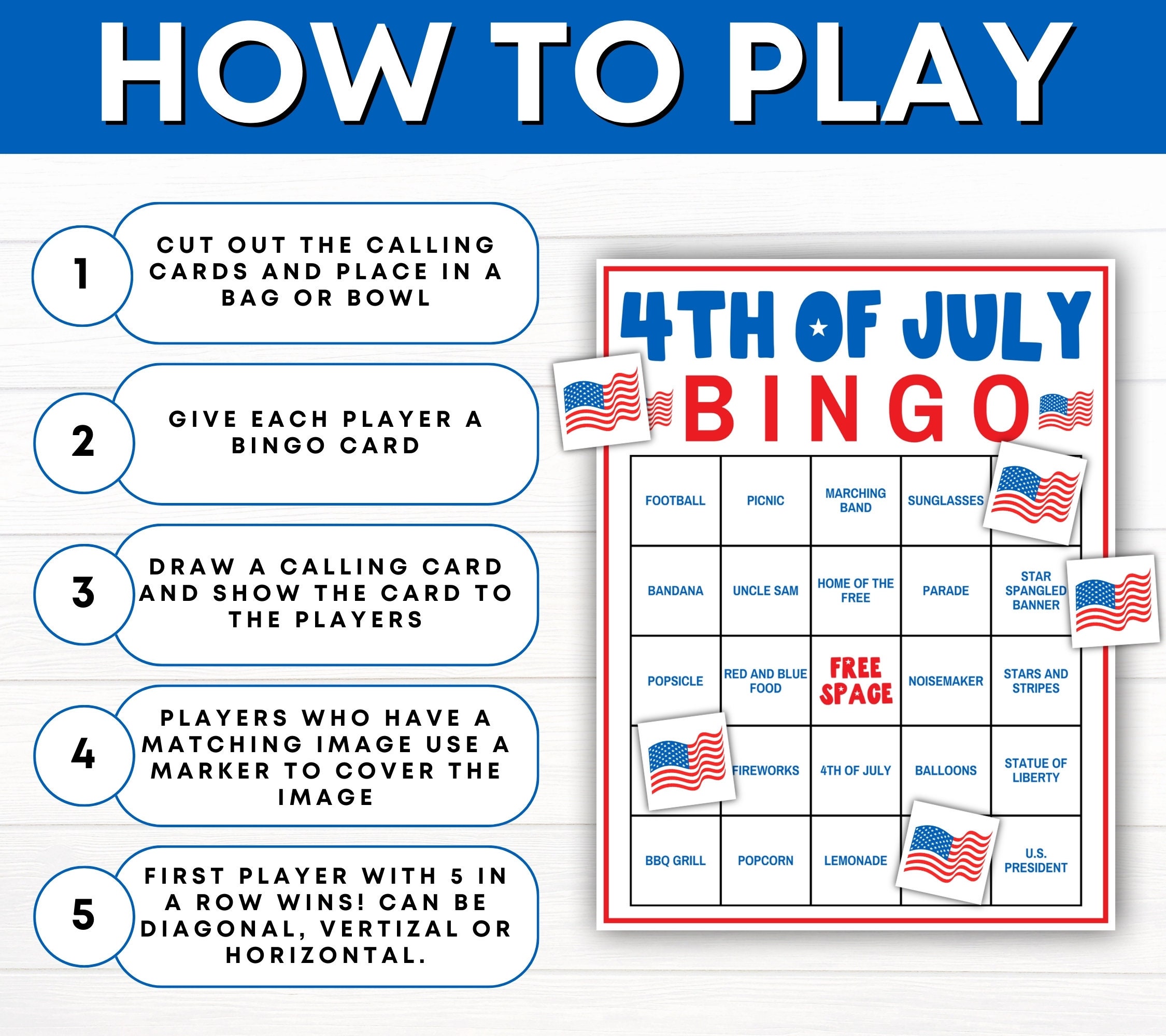 120 Fourth of July Bingo Cards Printable Game, 4th of July USA ...