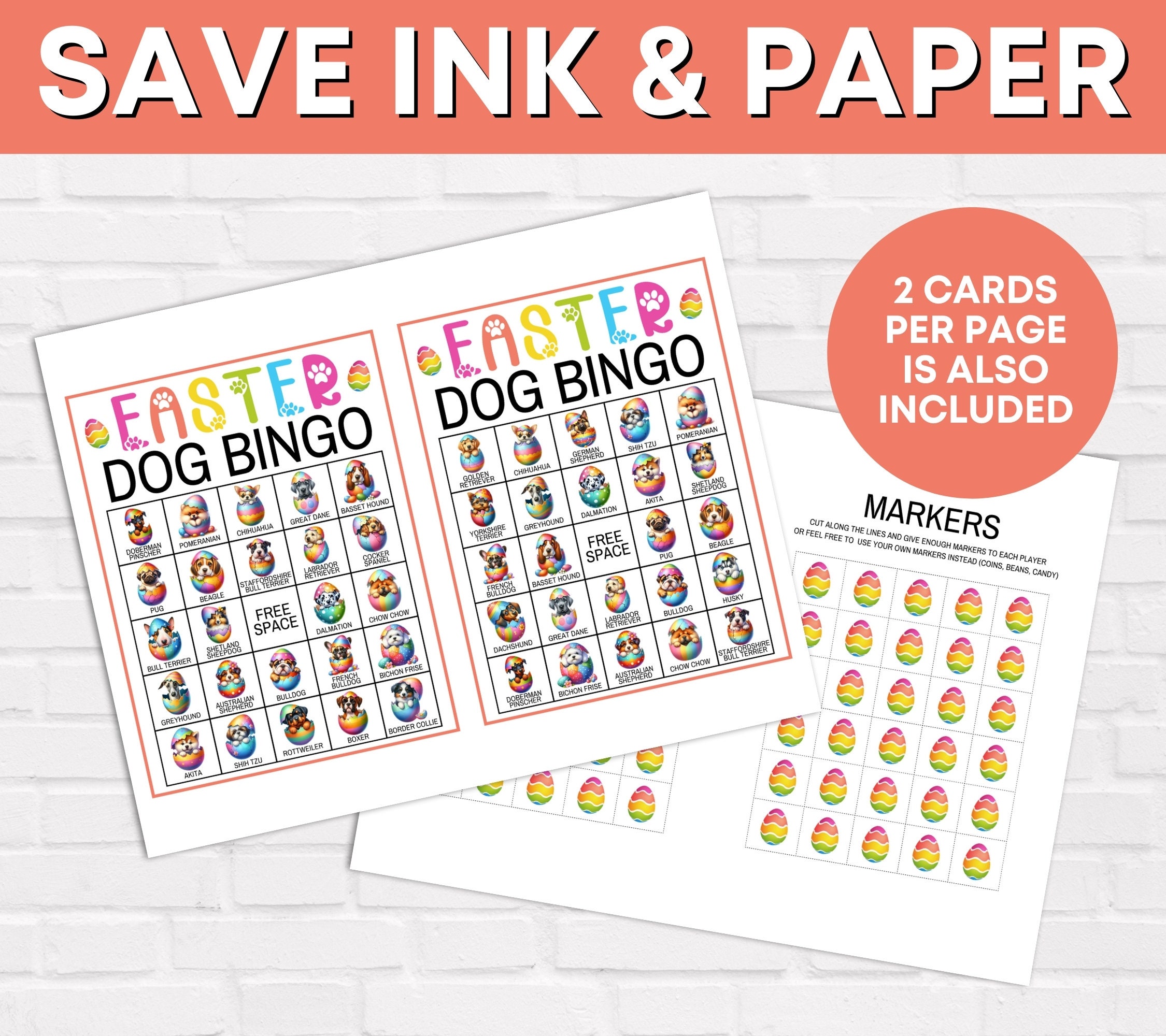 30 Easter Dog Bingo Cards Printable Game, Spring Easter Party Game ...