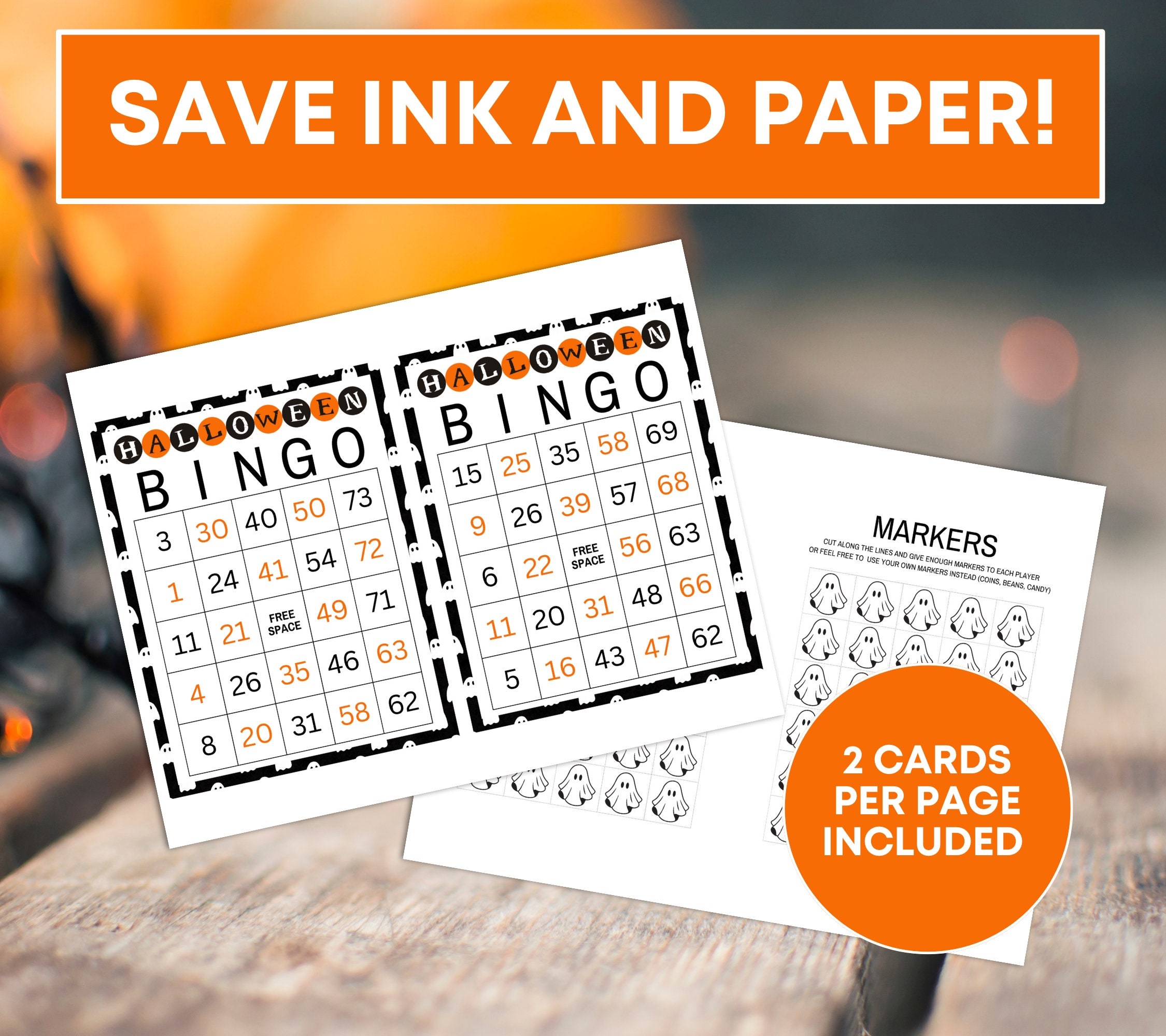 100 Halloween Bingo Cards Printable Game,halloween Fall Bingo Boards ...