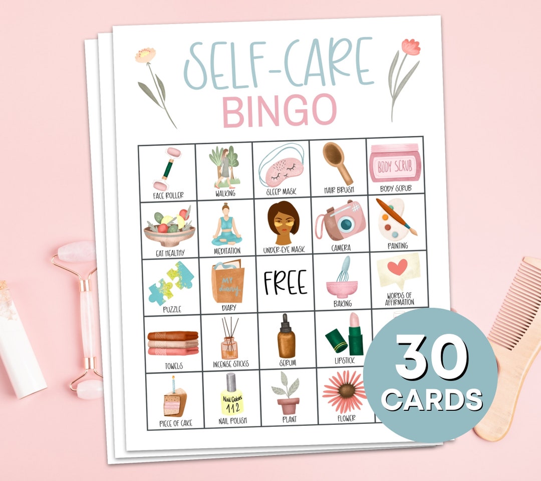 30 Self Care Bingo Game Cards Printable, Selfcare Spa Day Bingo Boards ...