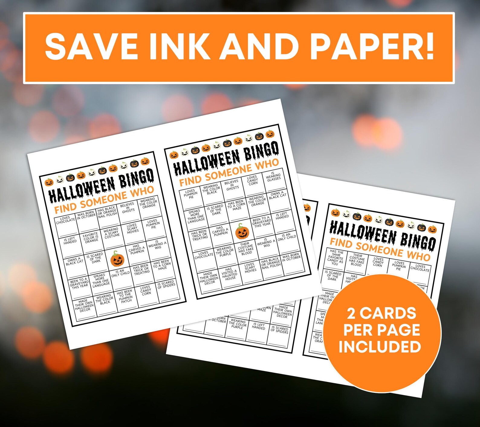 120 Halloween Mingle Bingo Cards Printable Game, Halloween Fall Find ...