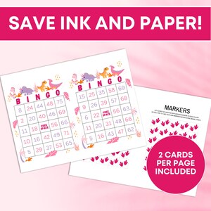 100 Dinosaur Bingo Cards Printable Game, Girl Dinosaur Birthday Party ...