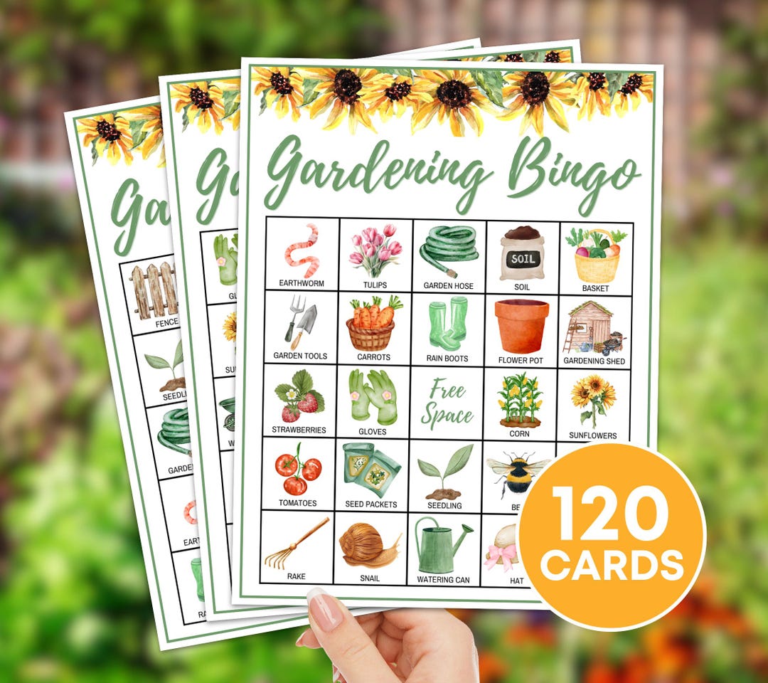 120 Gardening Bingo Cards Printable Game, Gardening Club Bingo Activity ...