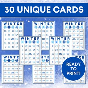 30 Winter Bingo Cards Printable Game,winter Bingo Board Activity for ...