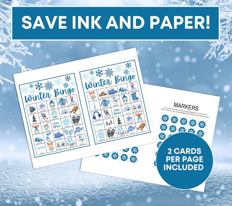 60 Winter Bingo Cards Printable Game,winter Bingo Board Activity for ...
