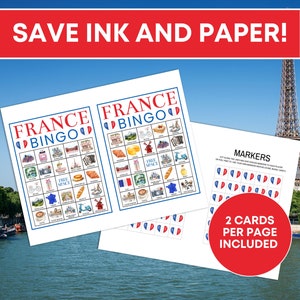 60 France Bingo Cards Printable Game, Paris France Travel Bingo Boards ...