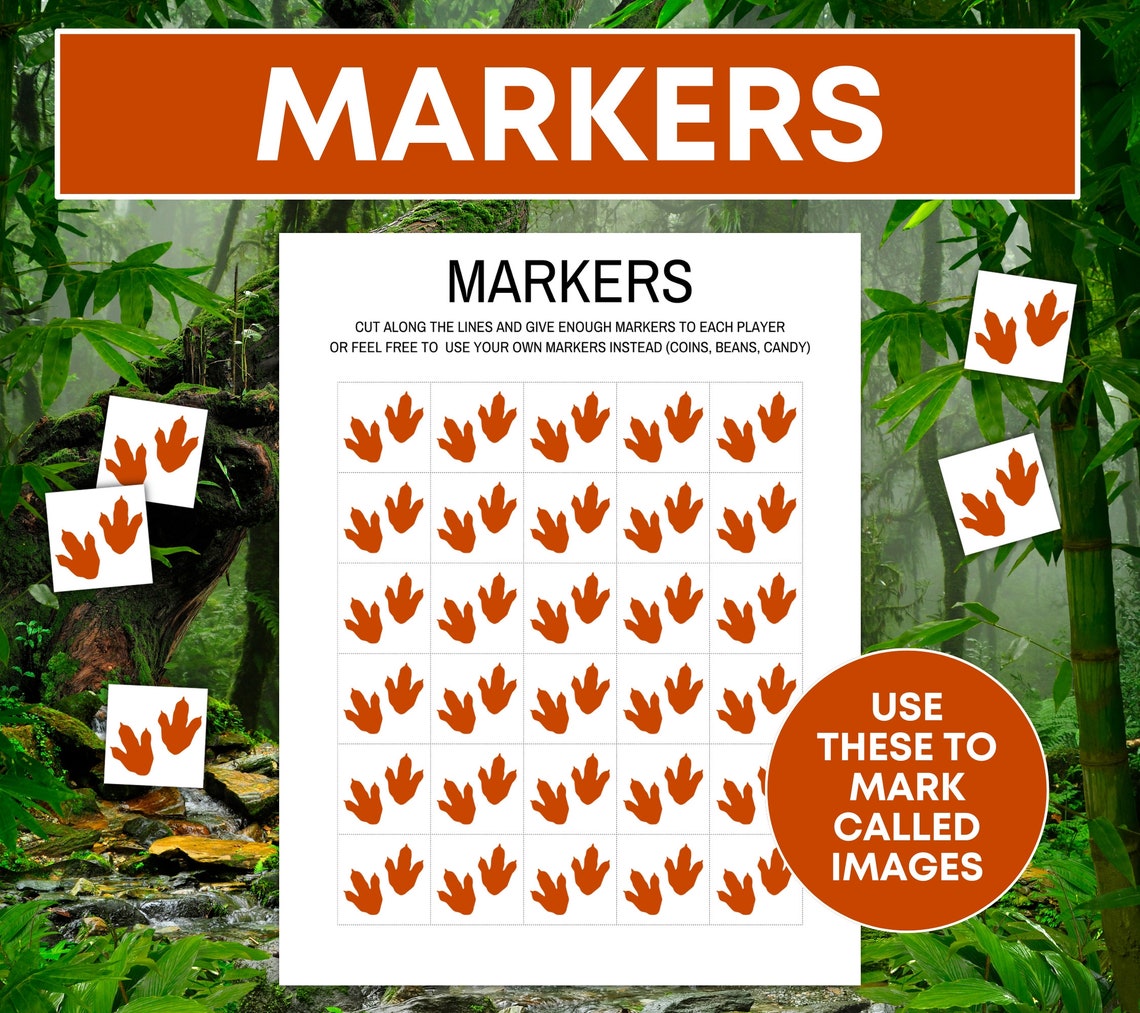 100 Dinosaur Bingo Cards Printable Game, Boy Dinosaur Birthday Party ...