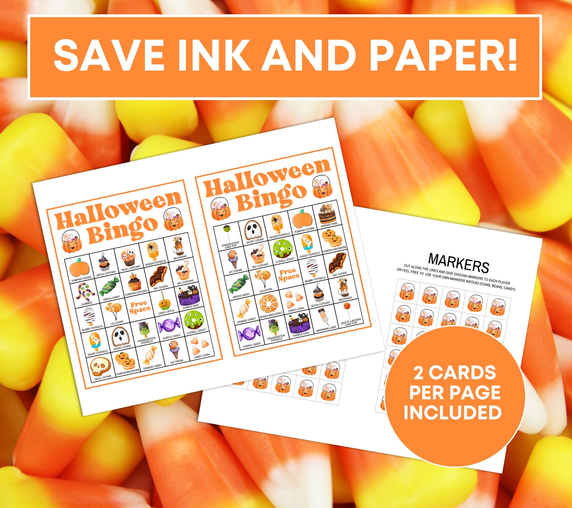 60 Halloween Bingo Cards Printable Game,halloween Fall Bingo Boards ...