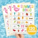 120 Summer Bingo Cards Printable Game, Summer Birthday Party Bingo Game ...