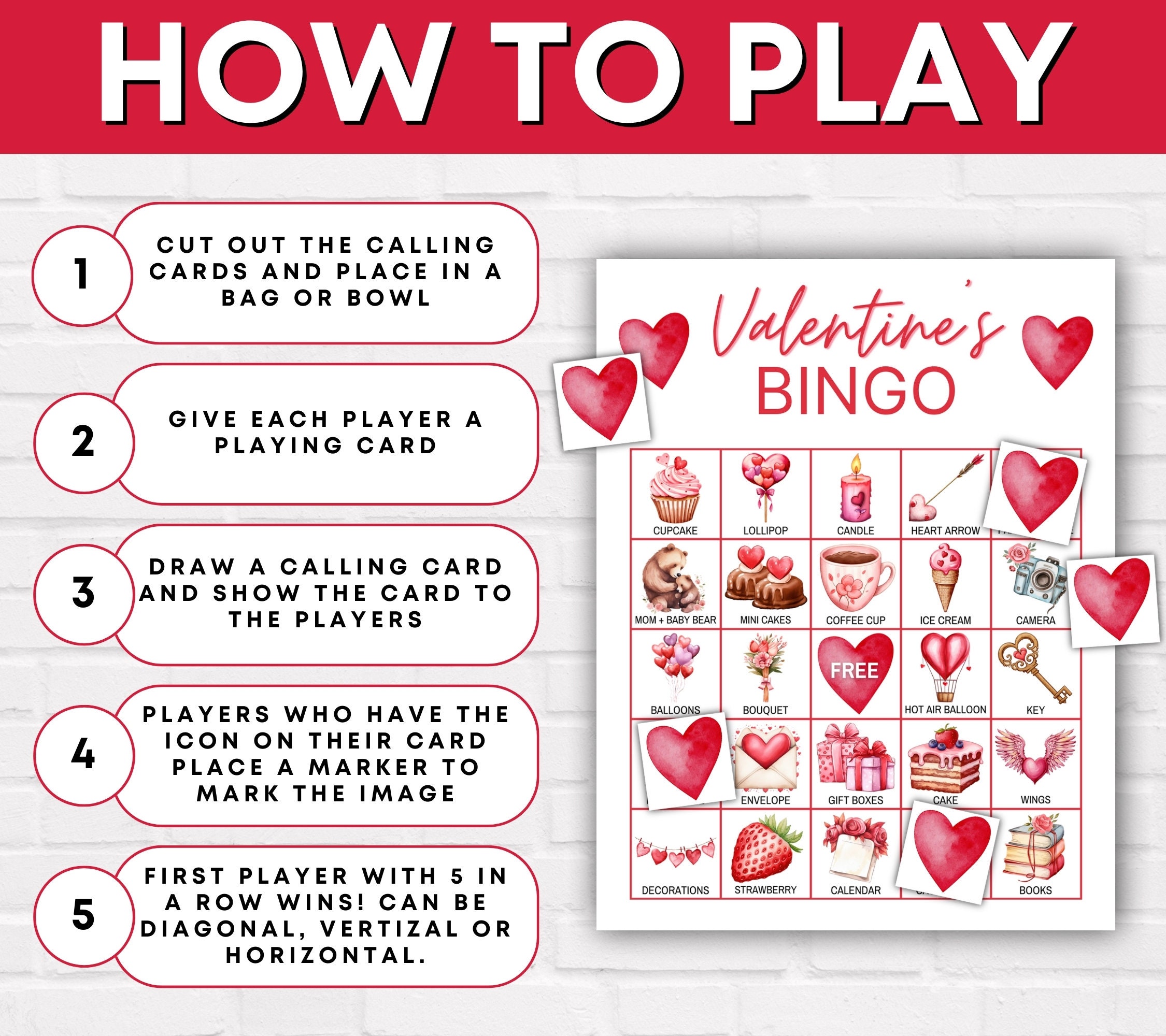 120 Valentines Bingo Game Cards Printable, Valentines Day Bingo Cards ...