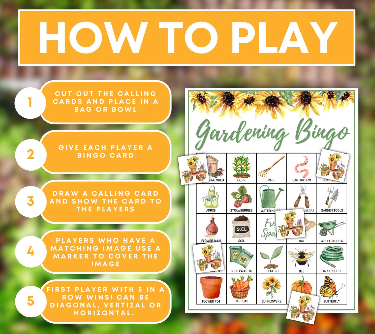 30 Gardening Bingo Cards Printable Game, Gardening Club Bingo Activity ...