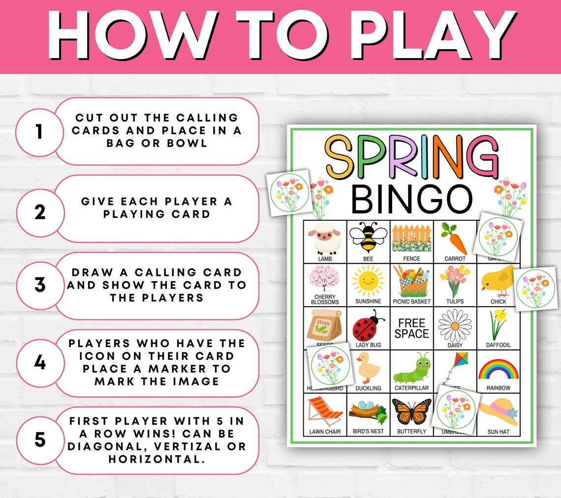 90 Spring Bingo Cards Printable Game, Spring Bingo Kids Classroom ...