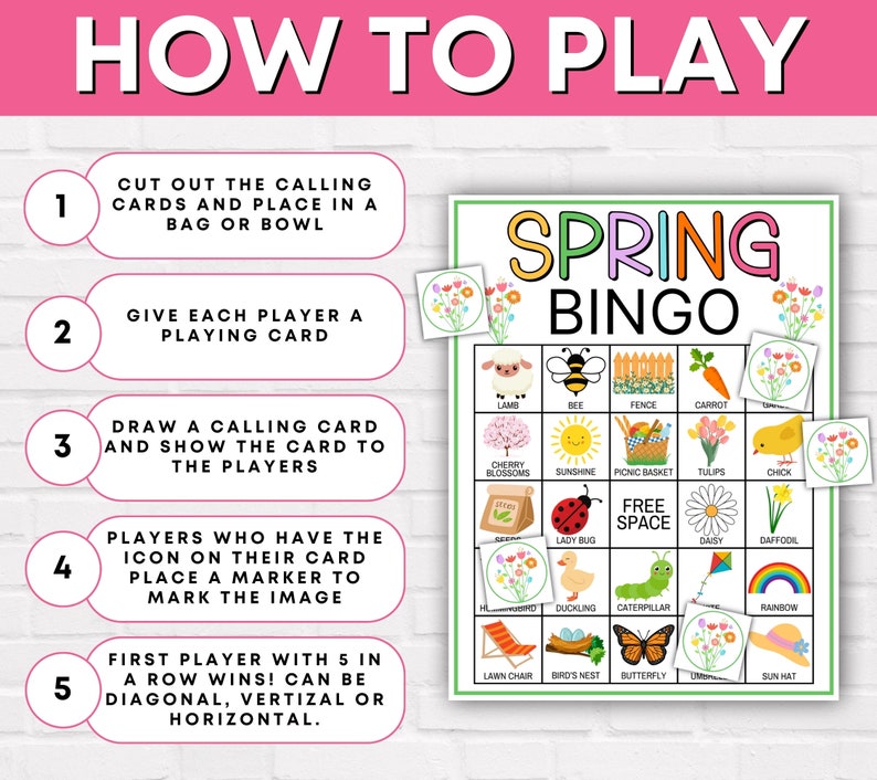 90 Spring Bingo Cards Printable Game, Spring Bingo Kids Classroom ...
