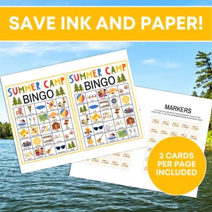 120 Summer Camp Bingo Cards Printable Game, Kids Camping Bingo Game ...