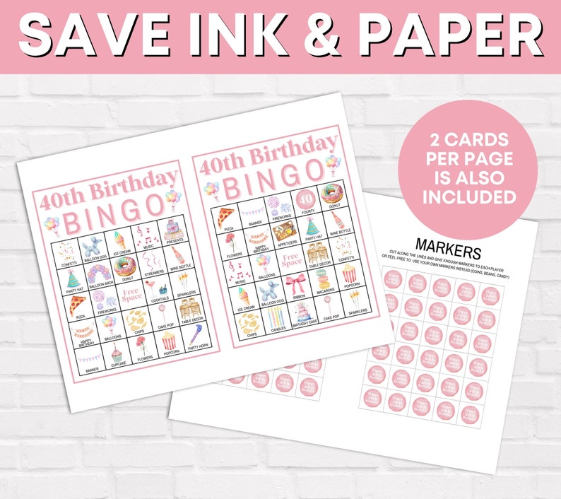 90 40th Birthday Bingo Cards Printable Game, 40th Birthday Party Bingo ...