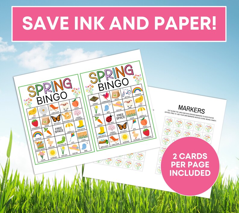 60 Spring Bingo Cards Printable Game, Spring Bingo Kids Classroom ...