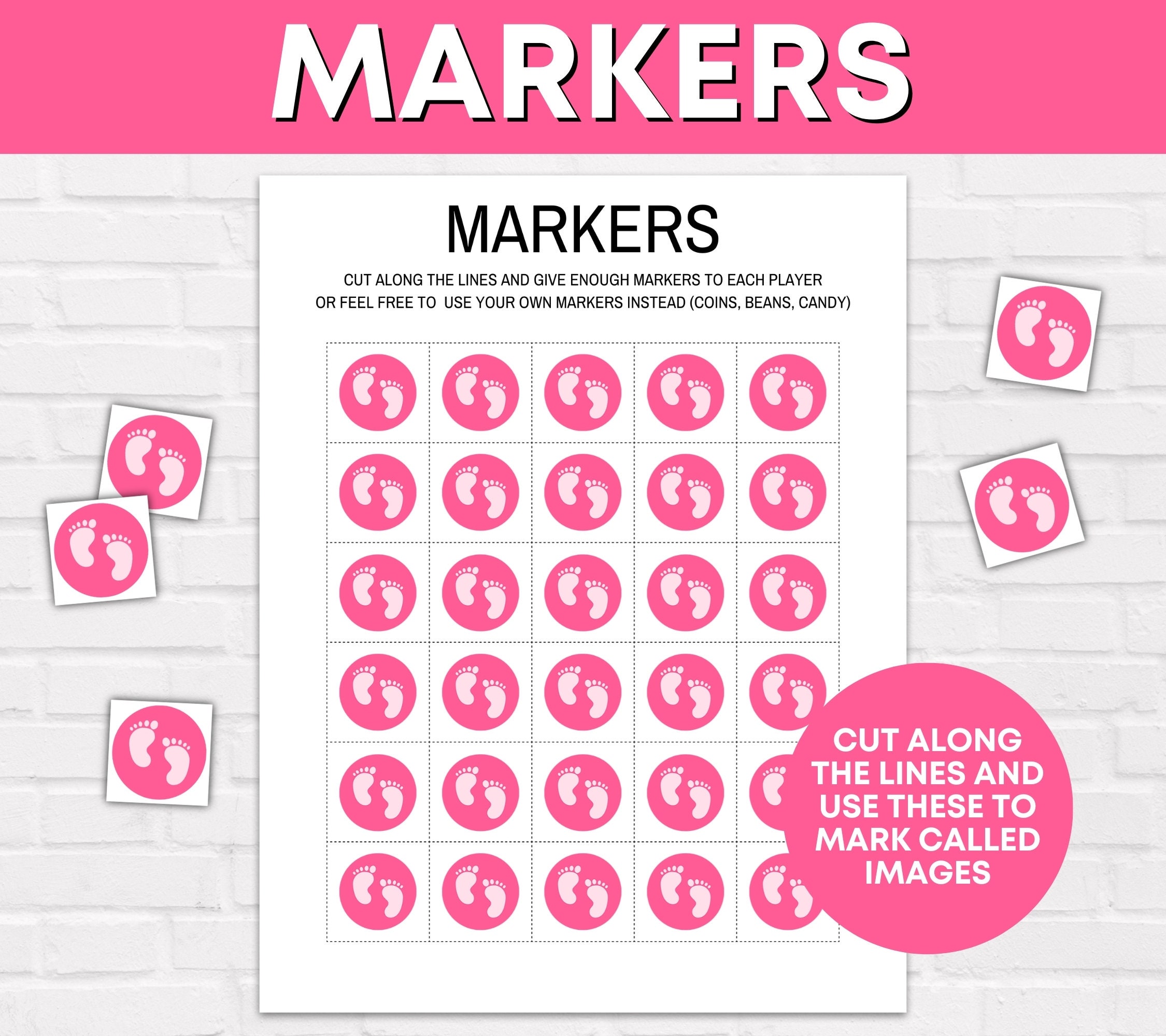 60 Baby Bingo Cards Printable Game, Baby Girl Shower Bingo Game Boards ...