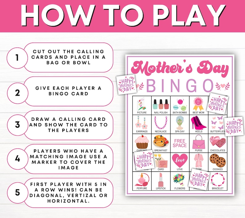 30 Mother's Day Bingo Cards Printable Game, Mothers Day Party Brunch ...