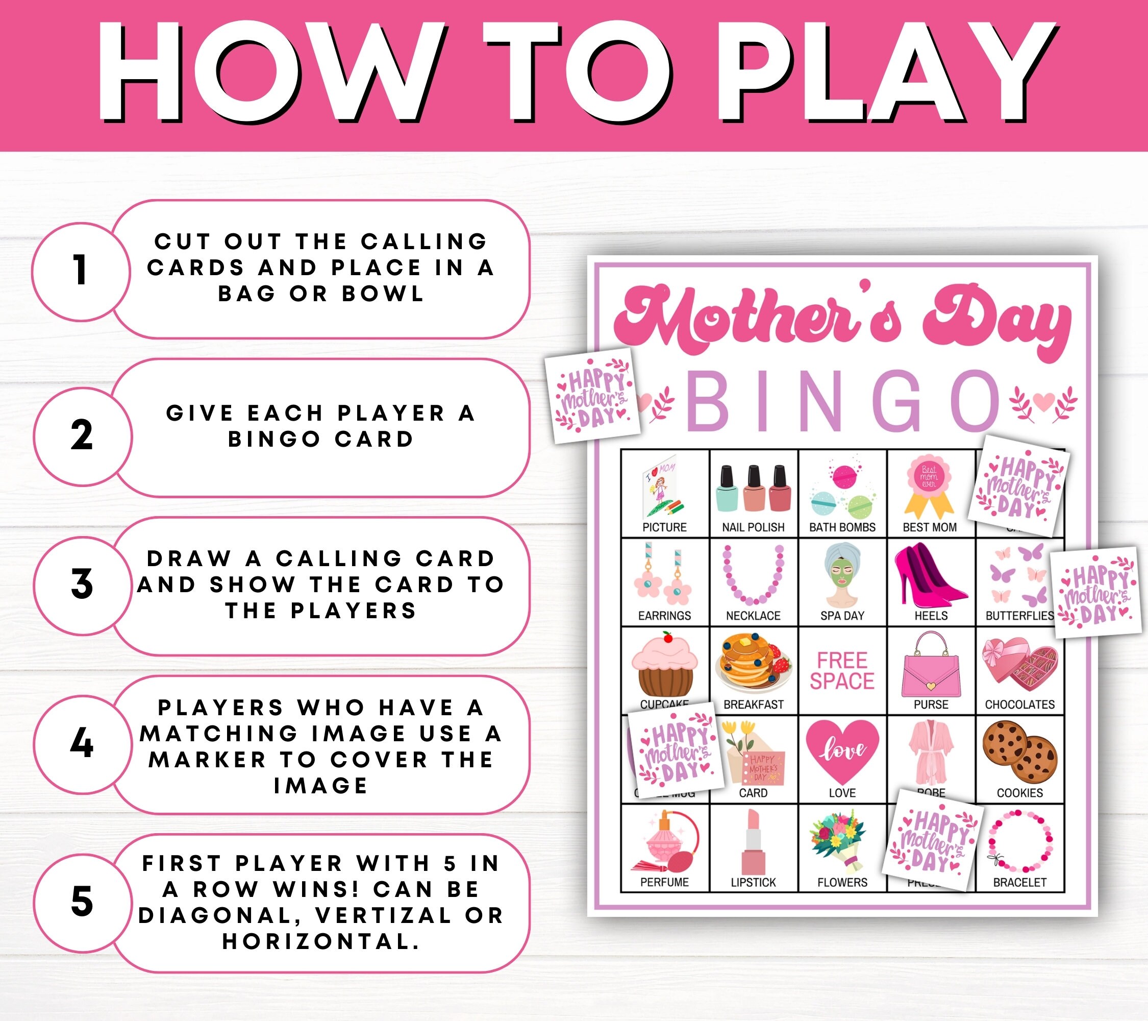 30 Mother's Day Bingo Cards Printable Game, Mothers Day Party Brunch ...