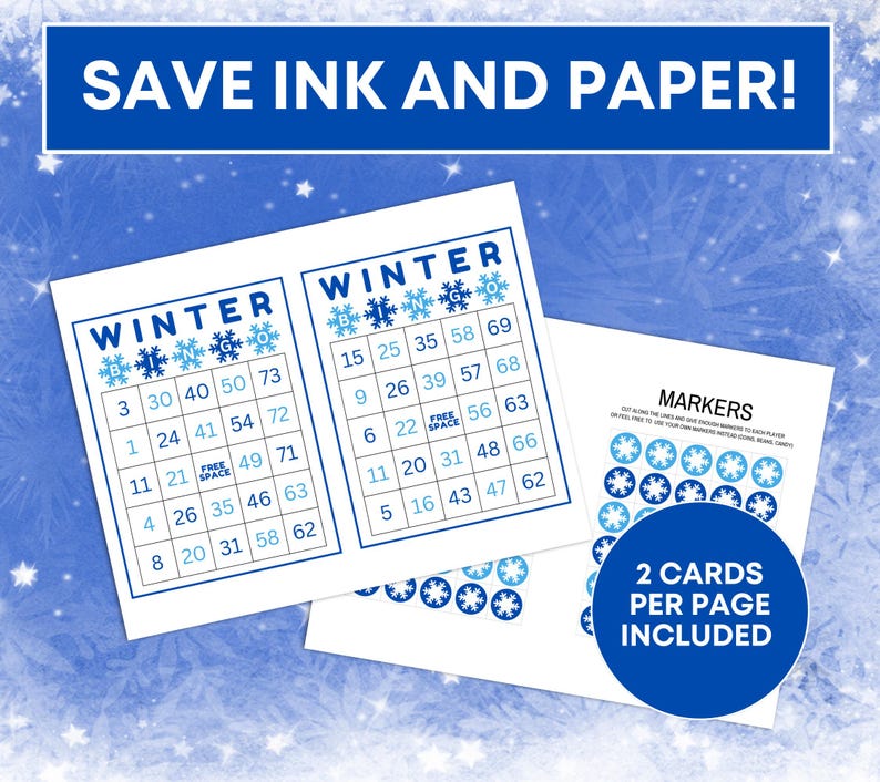 30 Winter Bingo Cards Printable Game,winter Bingo Board Activity for ...