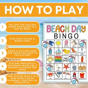 30 Beach Bingo Cards Printable Game, Beach Day Birthday Party Bingo ...