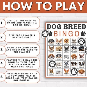 30 Dog Breed Bingo Cards Printable Game, Dog Bingo Cards Game, Dog ...