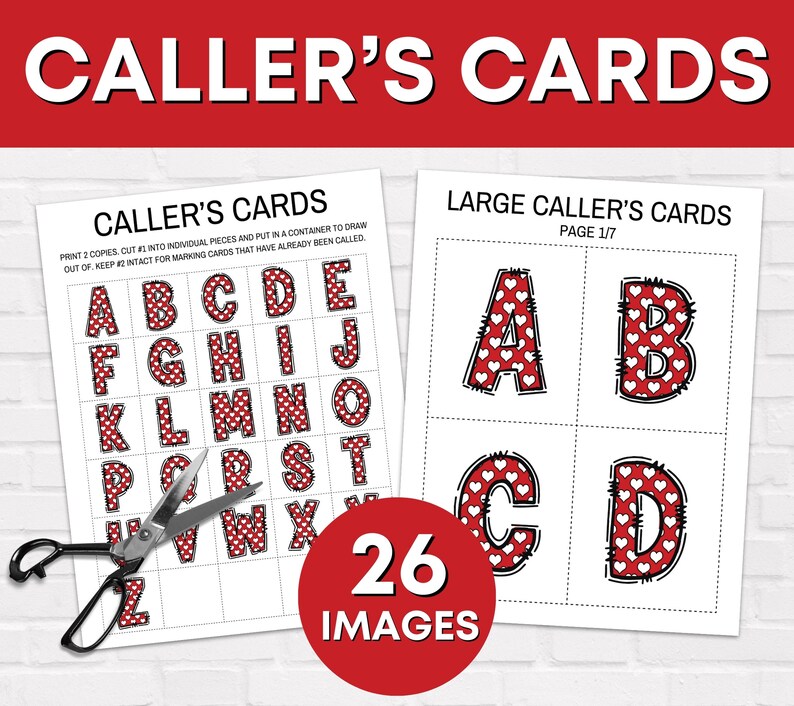 30 Valentines Alphabet Bingo Game Cards Printable, Valentine Classroom ...