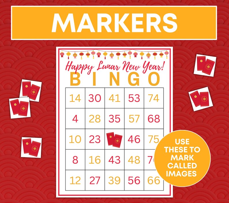 50 Lunar New Year Bingo Cards Printable Game, Chinese New Year Bingo ...