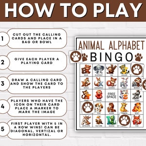 30 Animal Alphabet Bingo Cards Game, Animal Alphabet Bingo Boards for ...