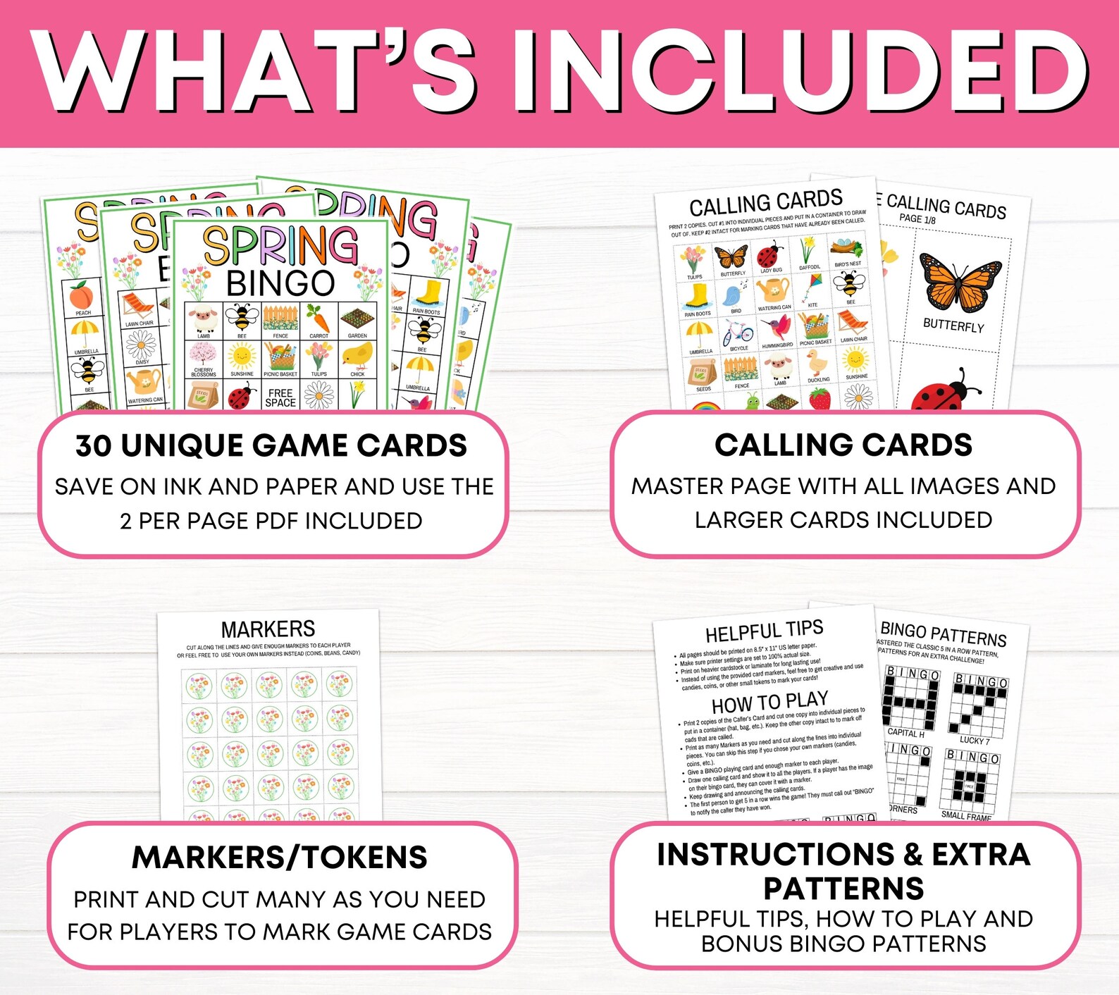 30 Spring Bingo Cards Printable Game, Spring Bingo Kids Classroom ...