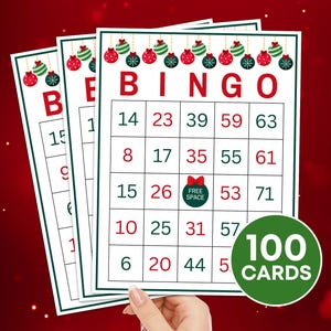 100 Christmas Bingo Card Printable Game,christmas Bingo Board Game for ...