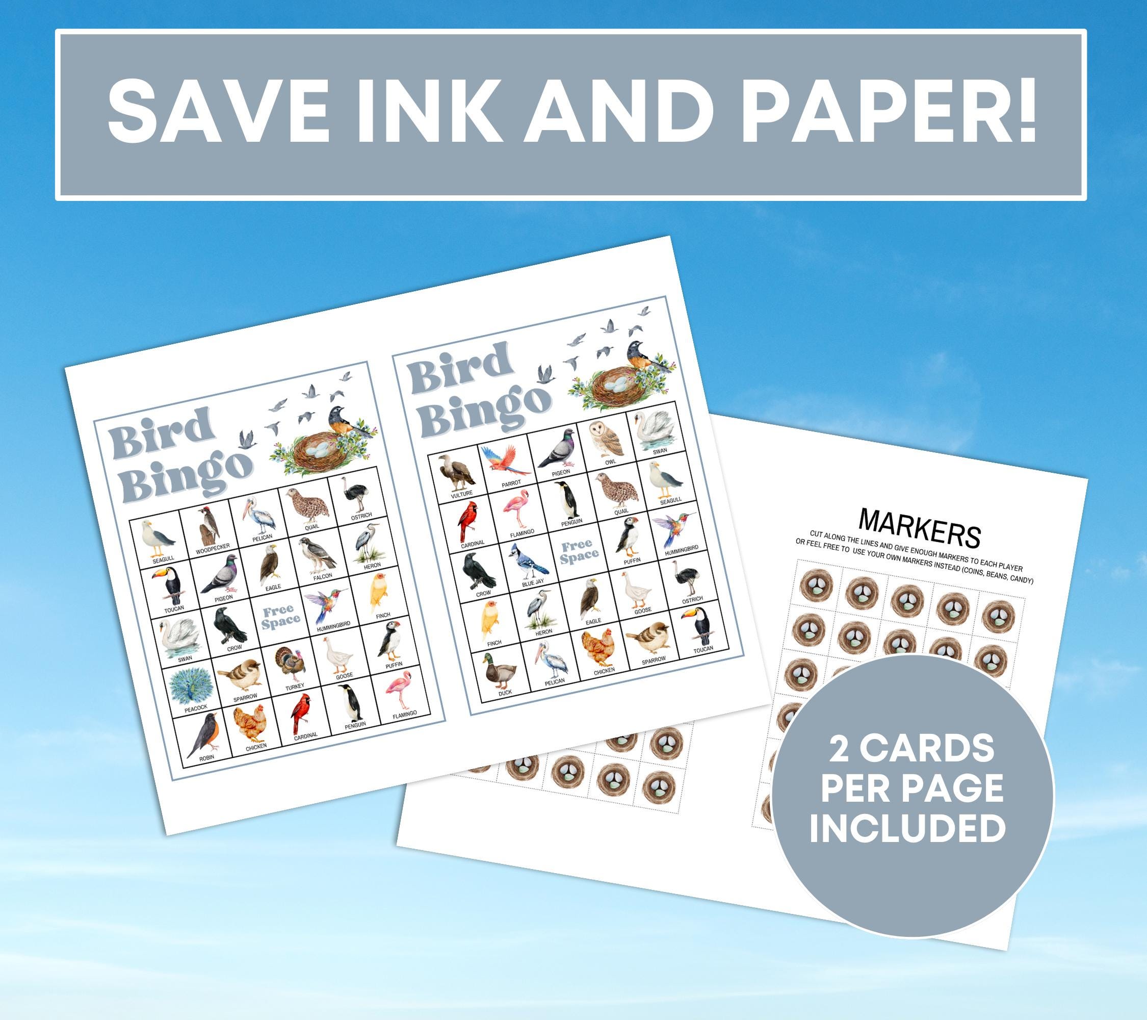 60 Bird Bingo Cards Printable Game, Bird Watching Bingo Activity Kids ...