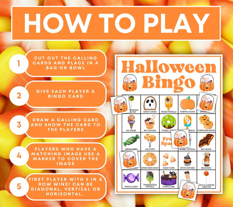 60 Halloween Bingo Cards Printable Game,halloween Fall Bingo Boards ...