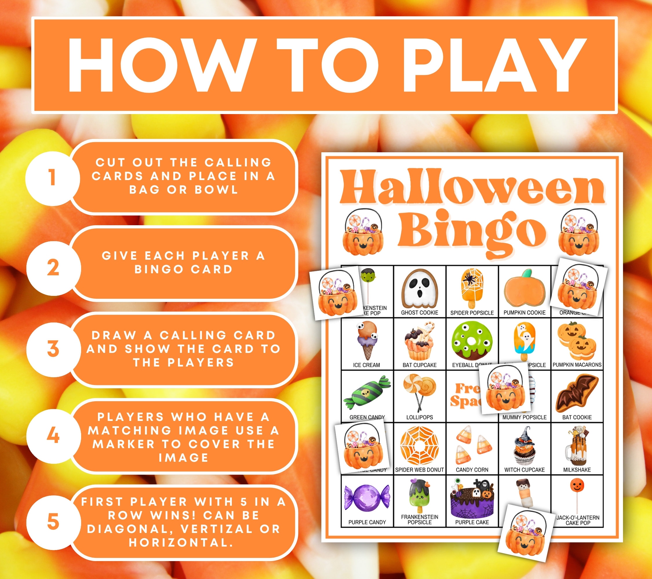 60 Halloween Bingo Cards Printable Game,halloween Fall Bingo Boards ...