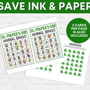 60 St Patricks Day Animal Bingo Cards Game Printable, St Patricks ...