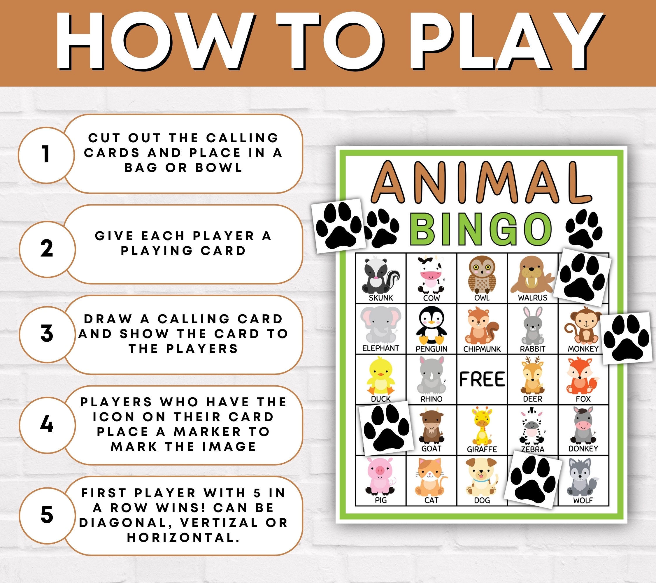 60 Animal Bingo Cards Printable Game, Zoo Baby Animal Bingo Boards ...