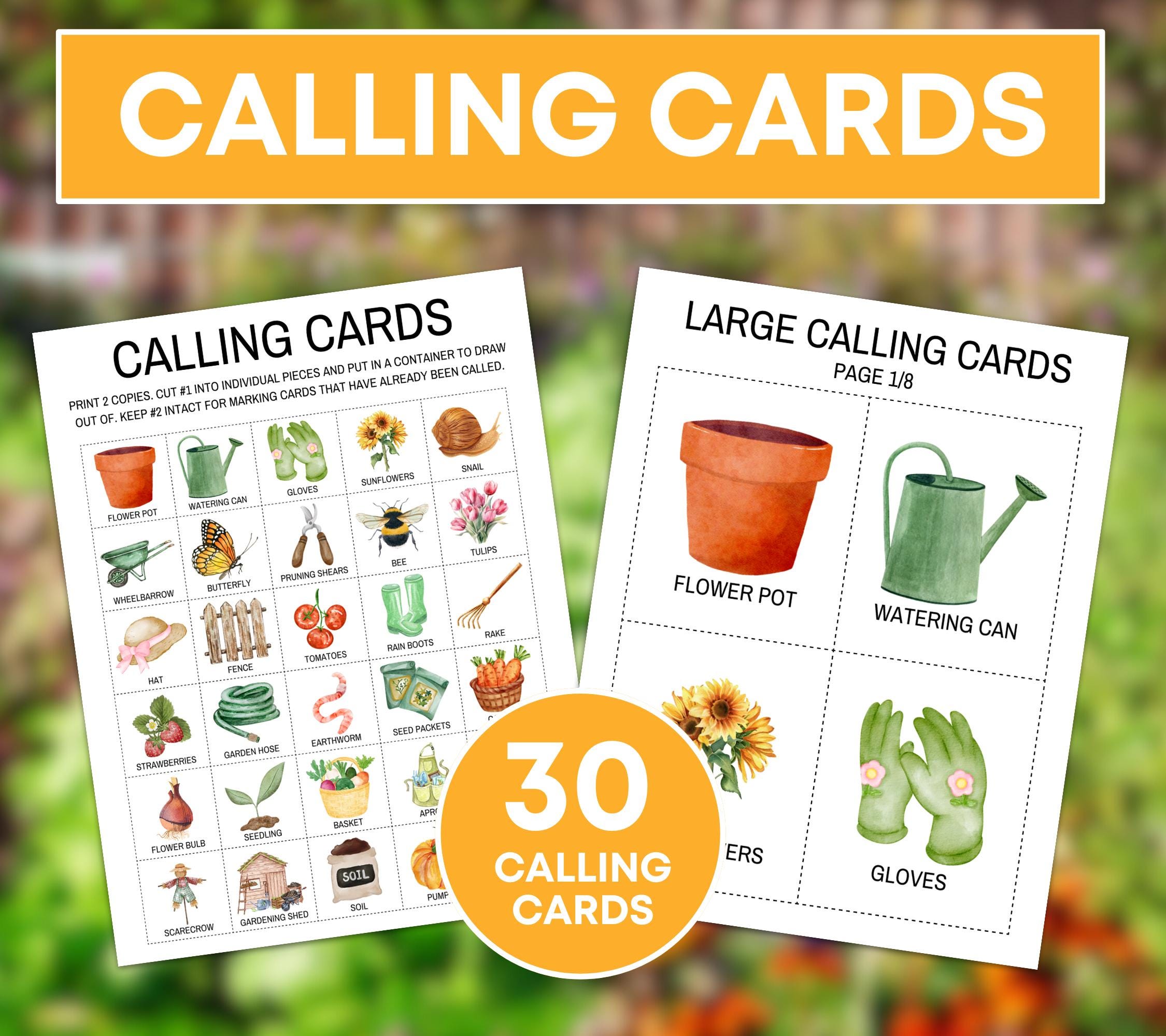 30 Gardening Bingo Cards Printable Game, Gardening Club Bingo Activity ...