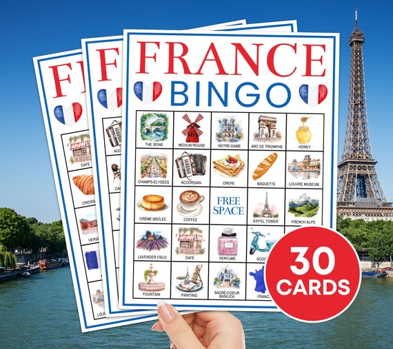 Printable French Bingo Cards France Bingo, France Bingo Cards