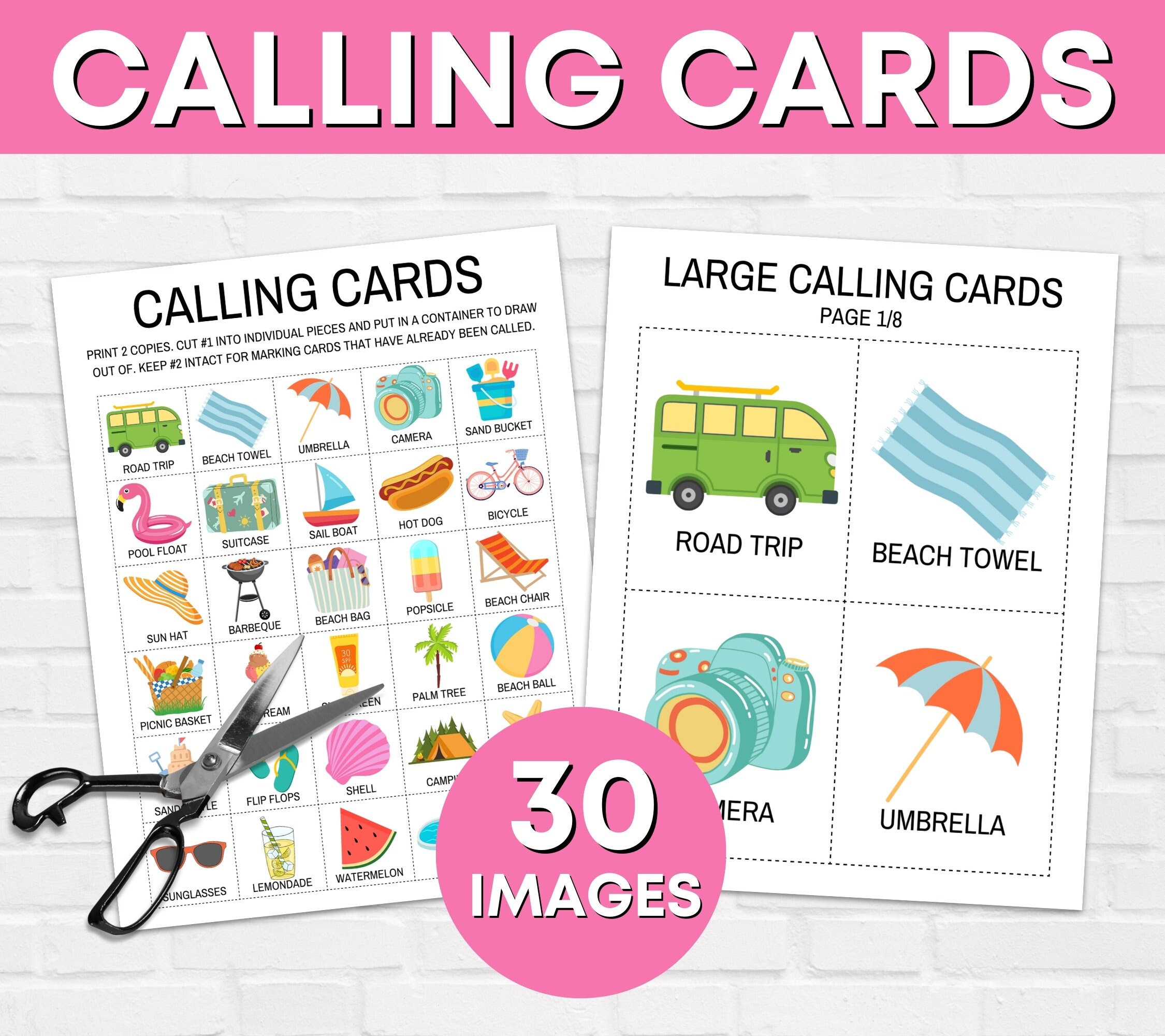 60 Summer Bingo Cards Printable Game, Summer Birthday Party Bingo Game ...