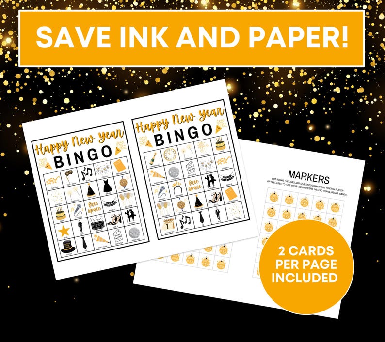 30 New Years Bingo Cards Printable Game, New Years Eve Bingo Boards ...