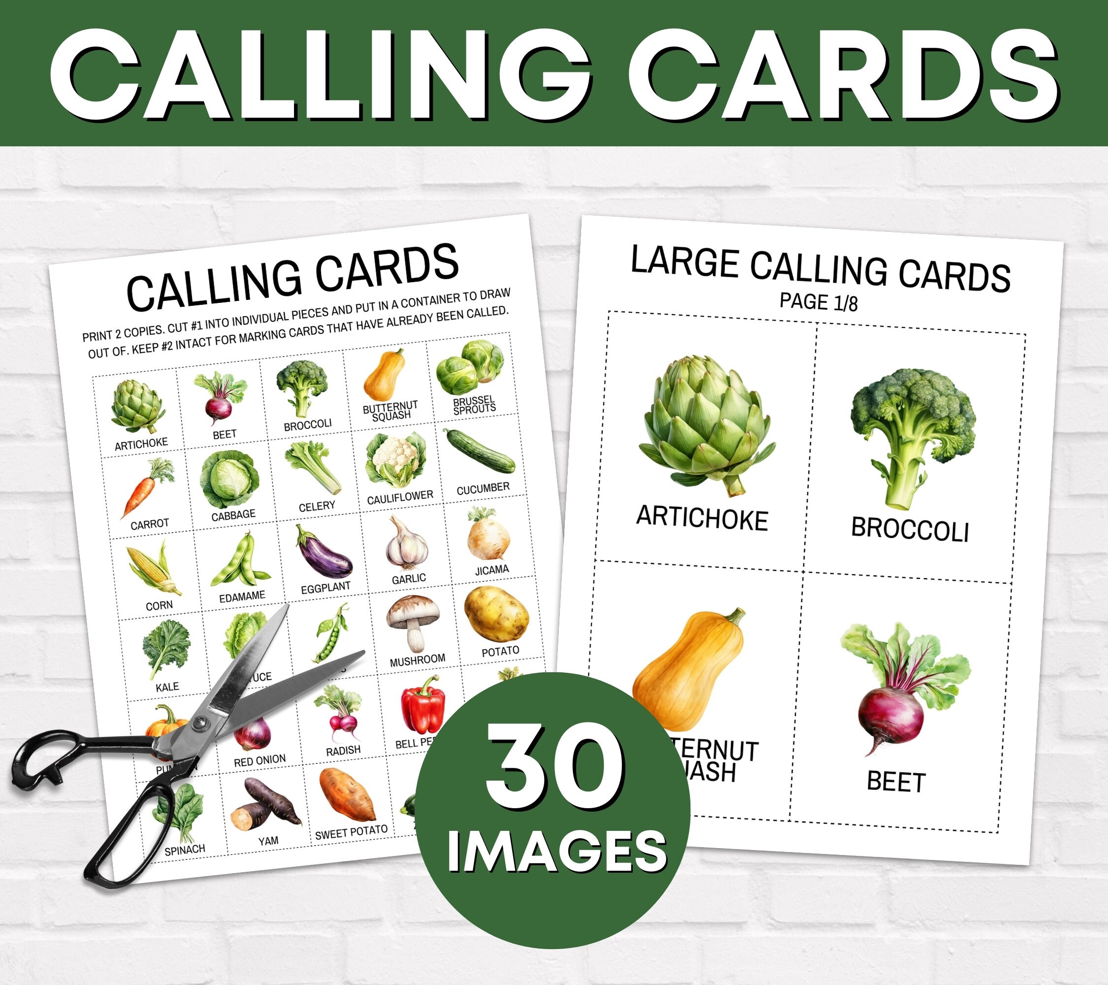 90 Vegetable Bingo Cards Printable Game, Vegetable Bingo Boards ...