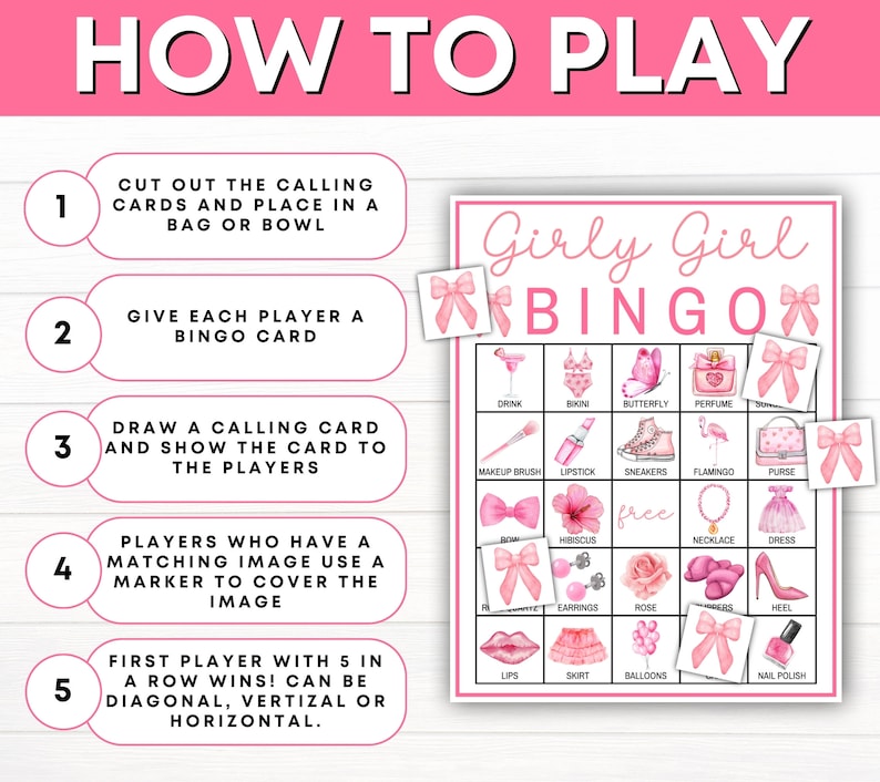 60 Girly Pink Aesthetic Bingo Cards Printable Game, Pink Girl Coquette ...