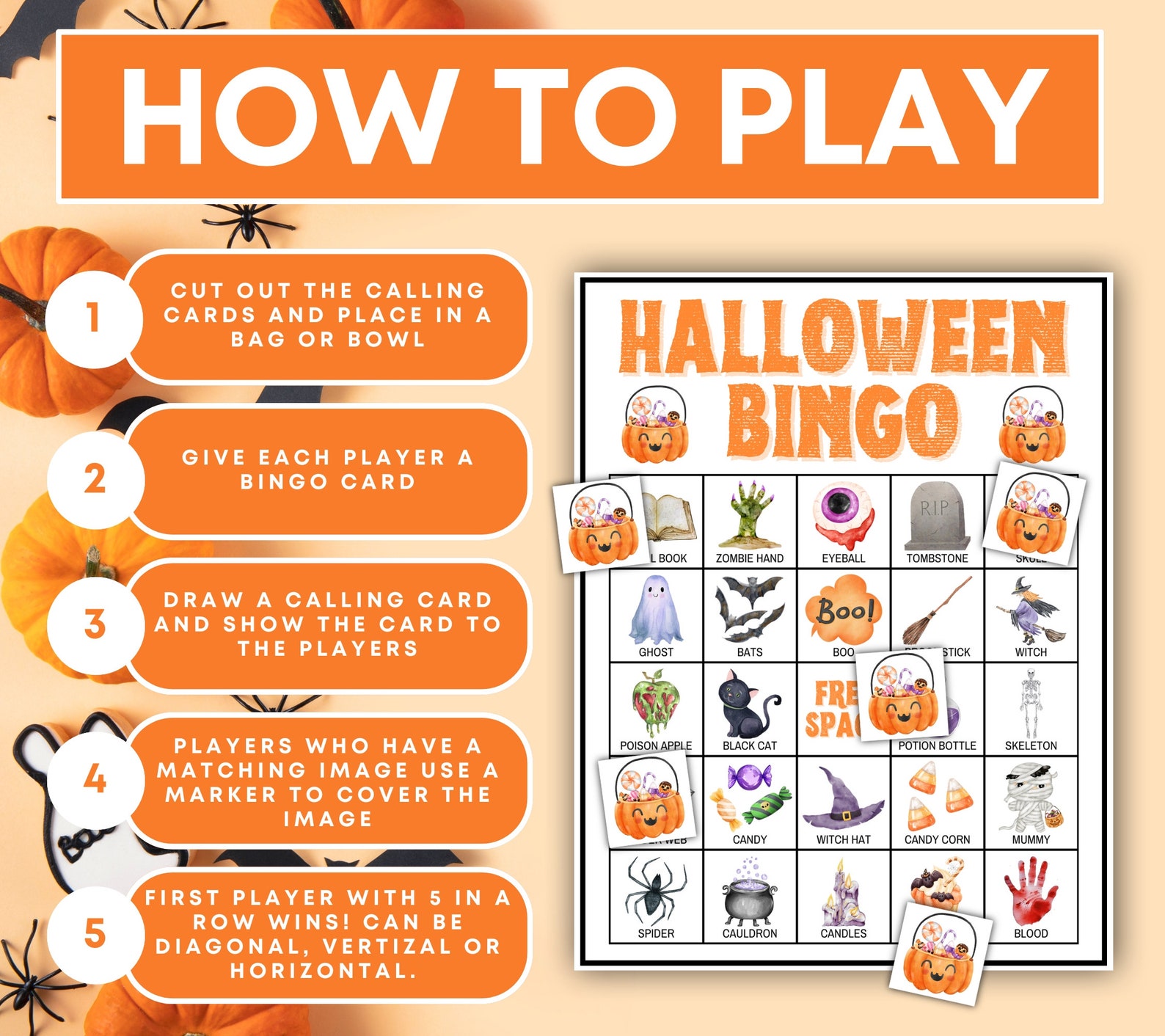 30 Halloween Bingo Cards Printable Game,halloween Fall Bingo Boards ...