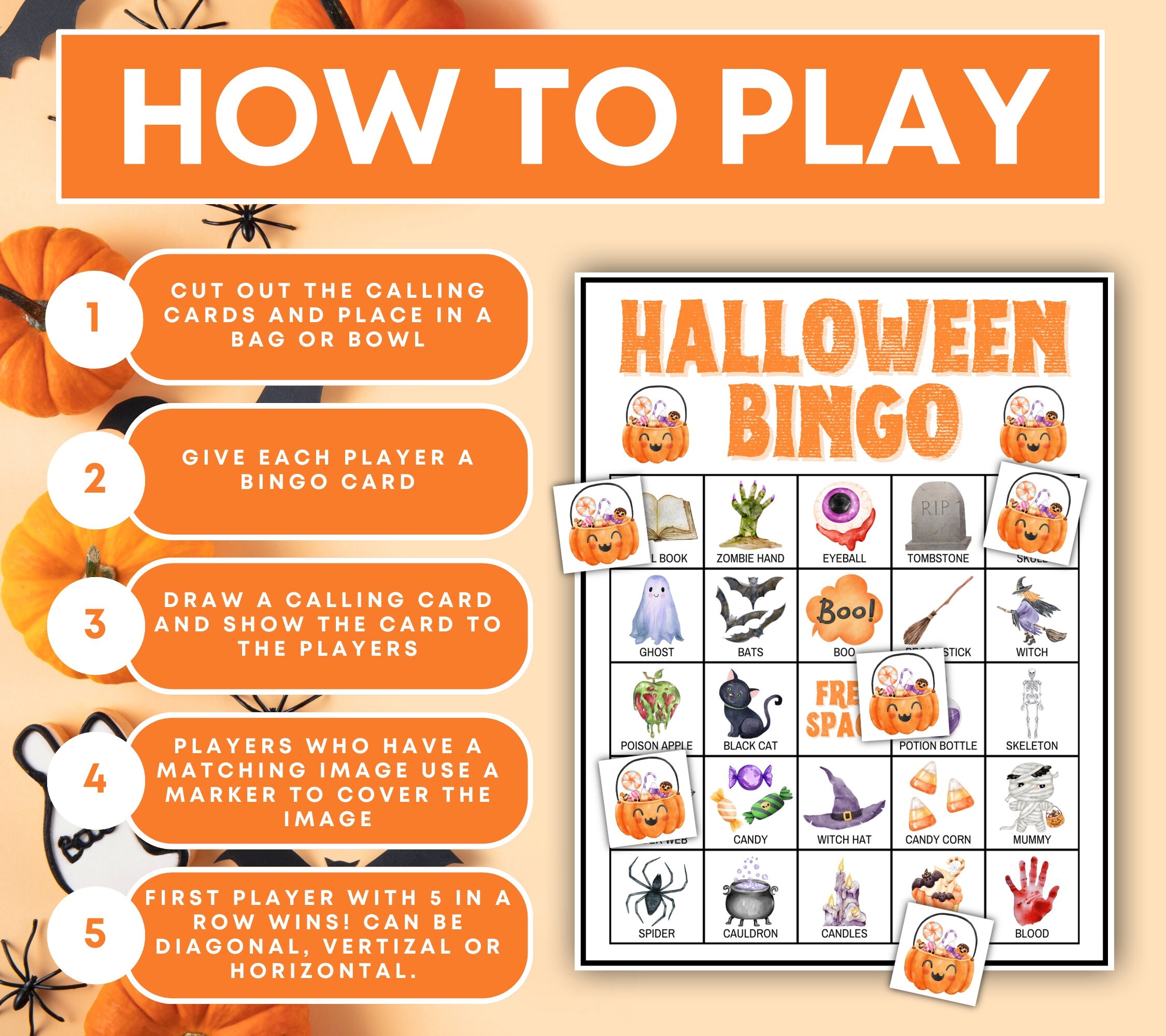 30 Halloween Bingo Cards Printable Game,halloween Fall Bingo Boards ...