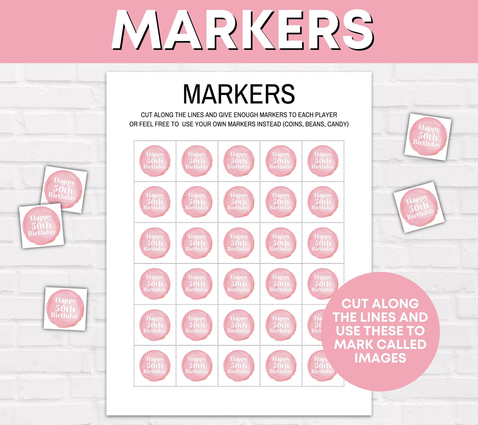 60 50th Birthday Bingo Cards Printable Game, 50th Birthday Party Bingo Board Game, Womens ...