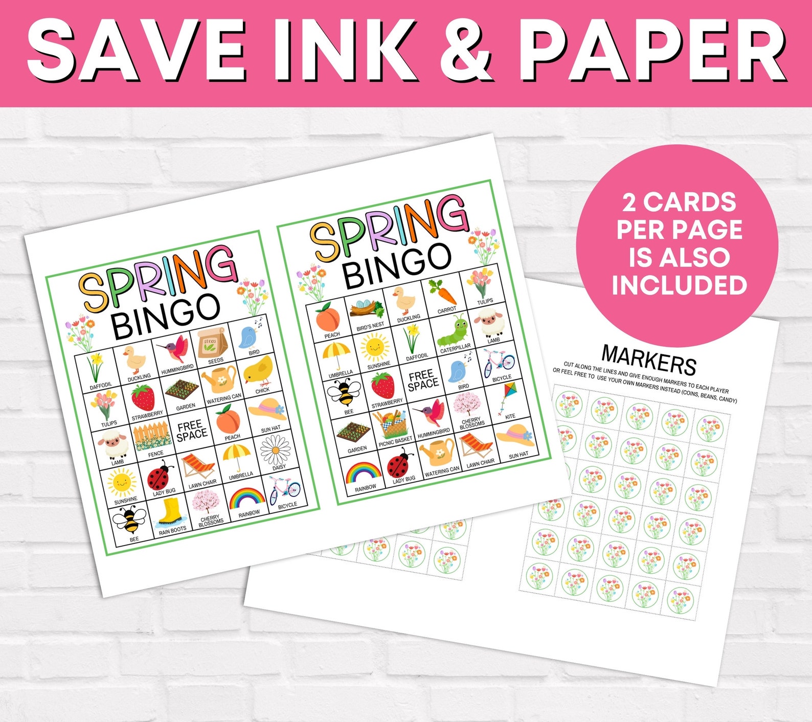30 Spring Bingo Cards Printable Game, Spring Bingo Kids Classroom ...